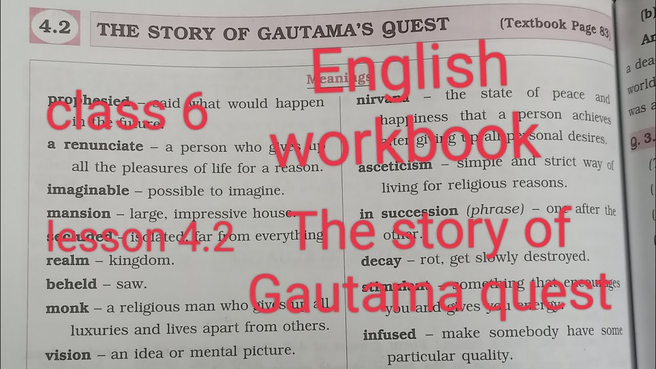 class 6 English lesson 4.2 The story of Gautama quest question and ...