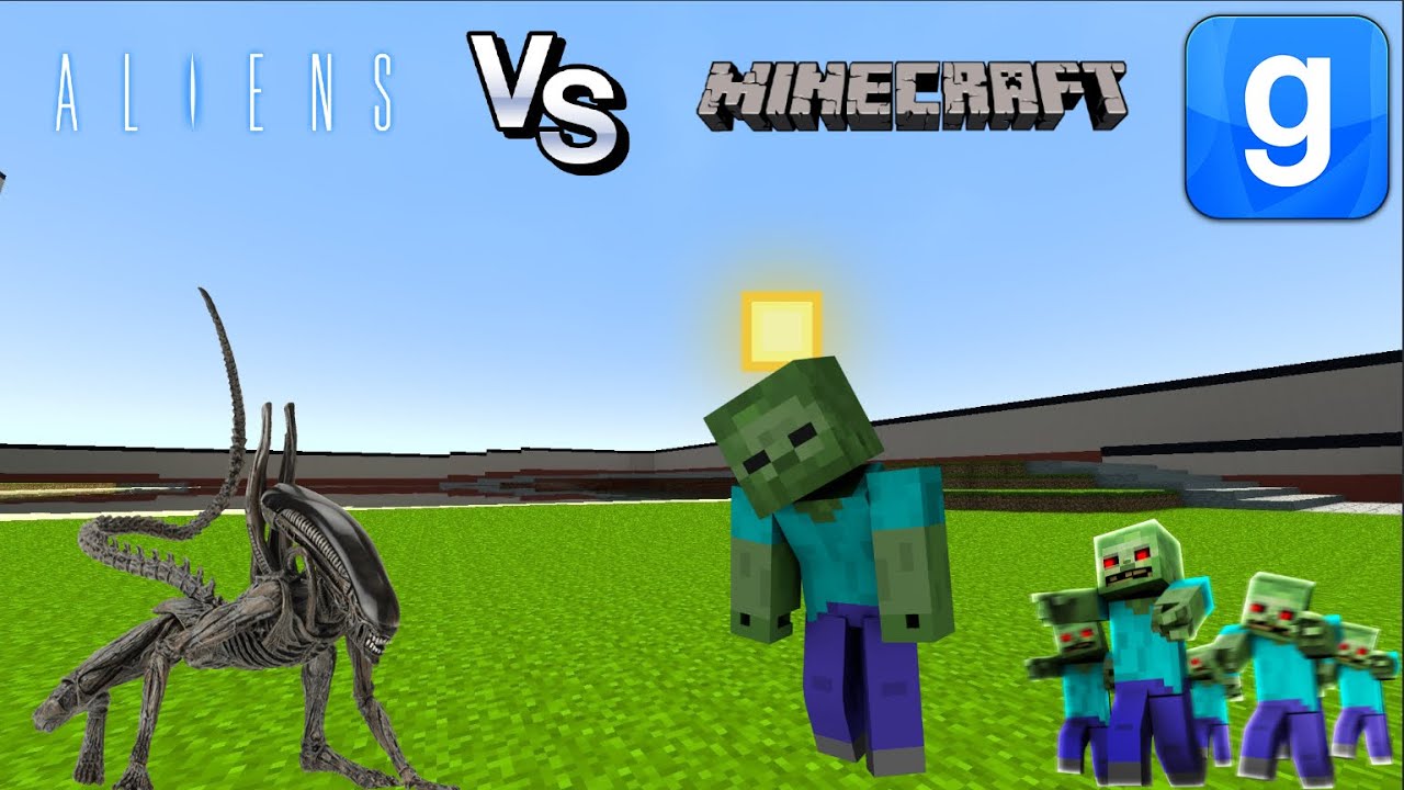 Aliens Xenomorphs VS Minecraft Zombies NPC Battles Garry's Mod - YouTube