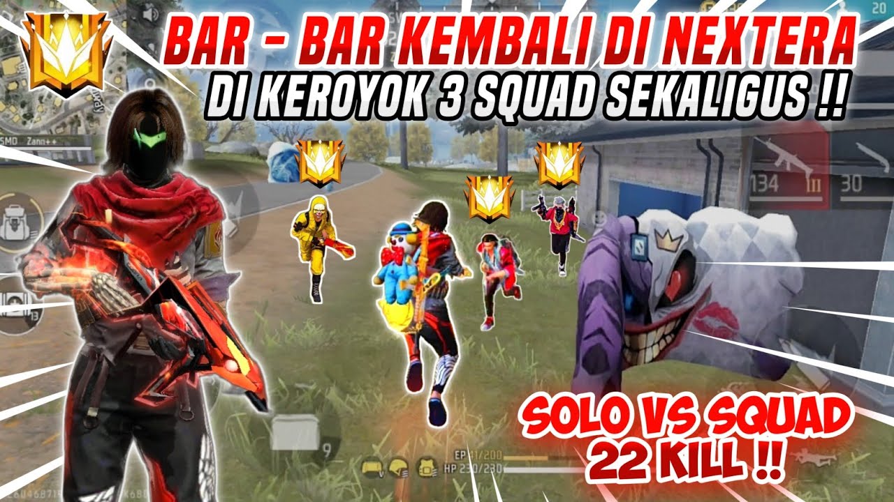 SOLO VS SQUAD 22 KILL!! BAR - BAR KEMBALI MALAH DI KROYOK 3 SQUAD ...