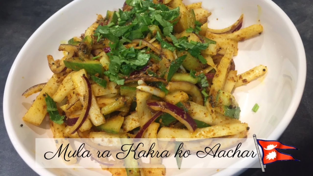 Mula ra Kakra ko achar / Radish & Cucumber pickle (Nepalese Vegan dish ...