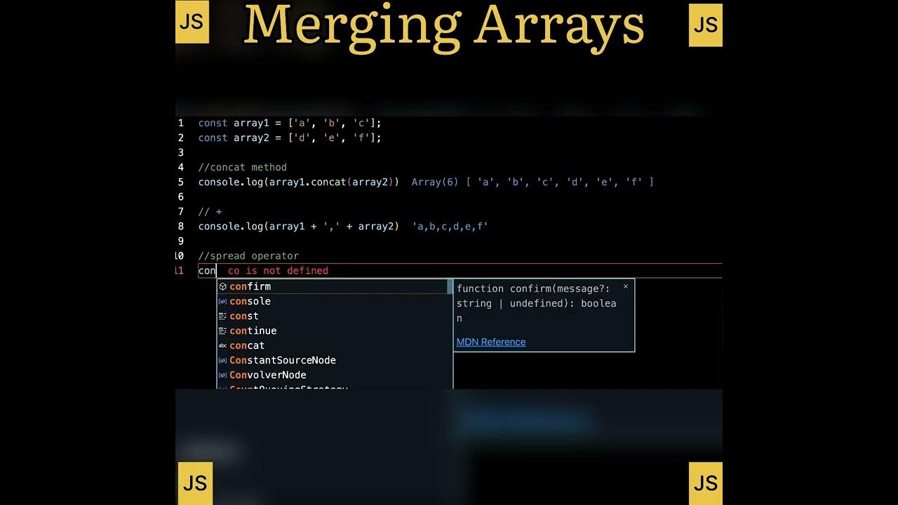 Merging Arrays - JS interview #shorts #javascript #interview #shortvideo #coding #video #easy ...