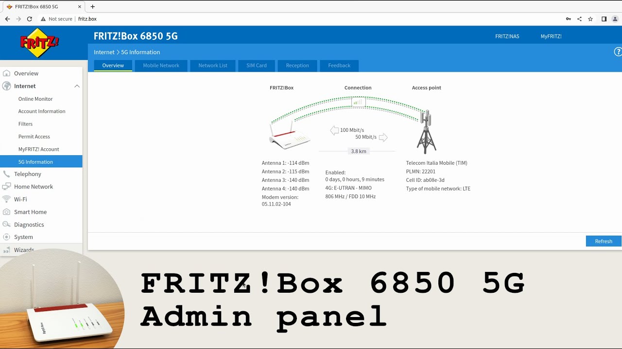 FRITZ!Box 6850 5G router Wi-Fi dual band • Admin panel login and ...