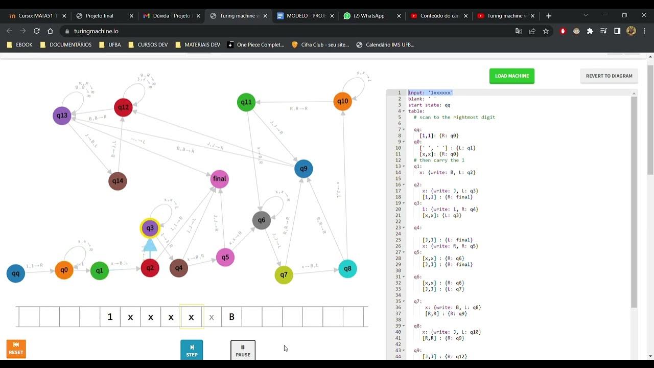 Turing machine visualization MT Ex 2 Teocomp - YouTube