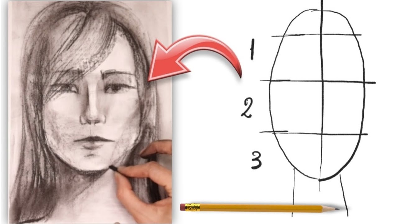 როგორ დავხატოთ პორტრეტი ნახშირით ხატვა How To Draw Portrait Step