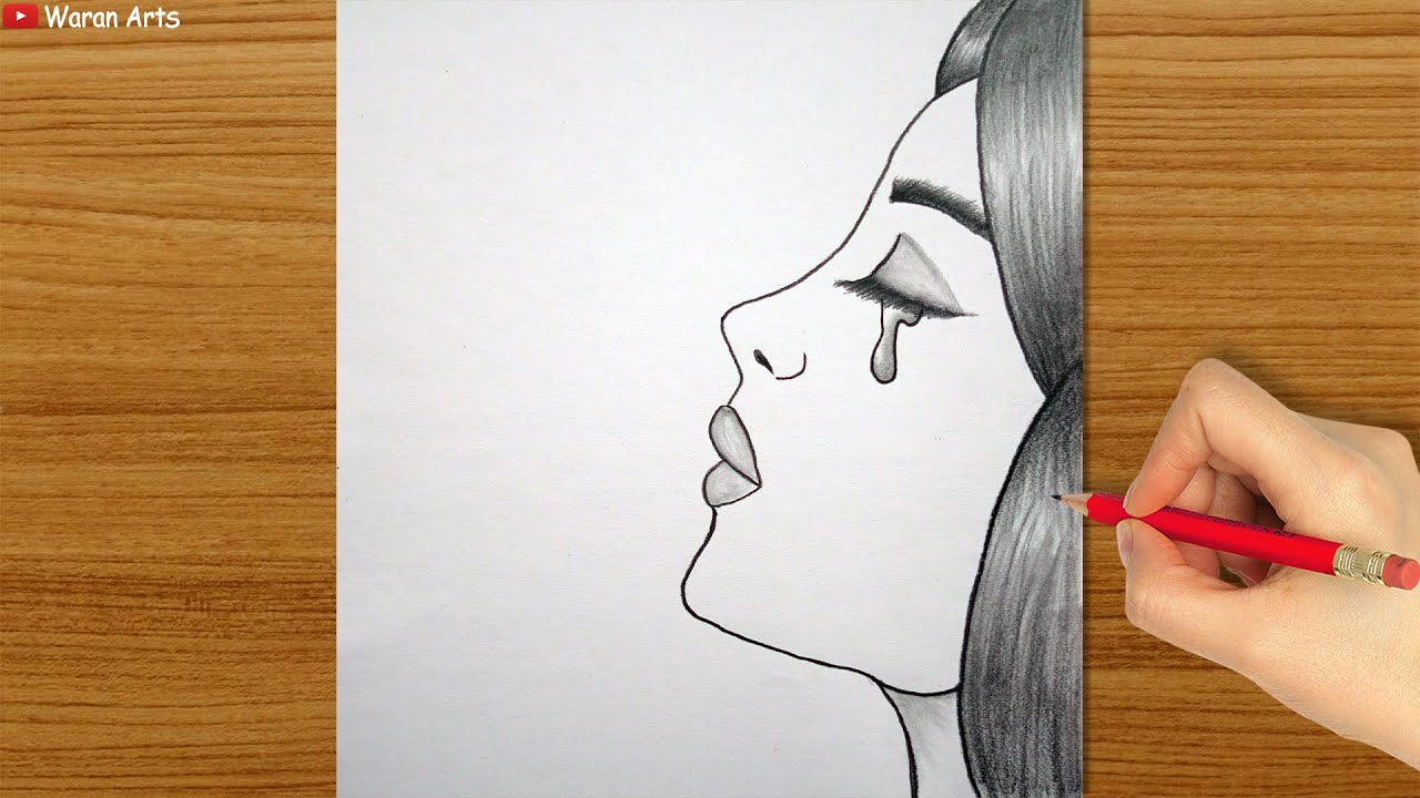 How to Draw a Girl with Tears || Easy Drawing for Beginners || Pencil ...