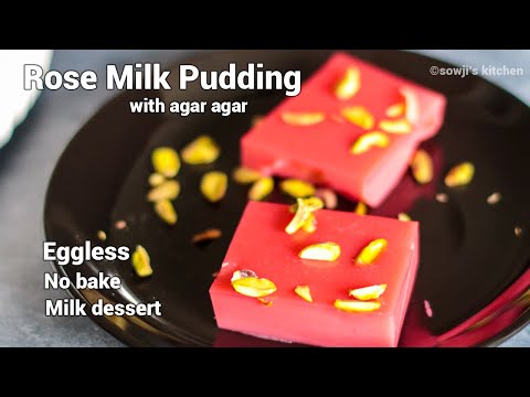 Rose milk pudding with agar agar | Rose milk panna cotta