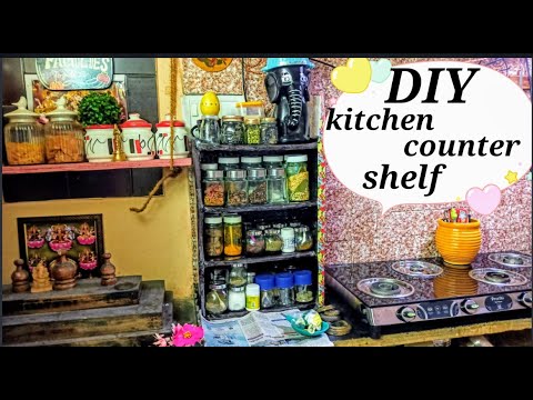 DIY kitchen shelf //cardboard DIY kitchen counter top shelf //diy ...