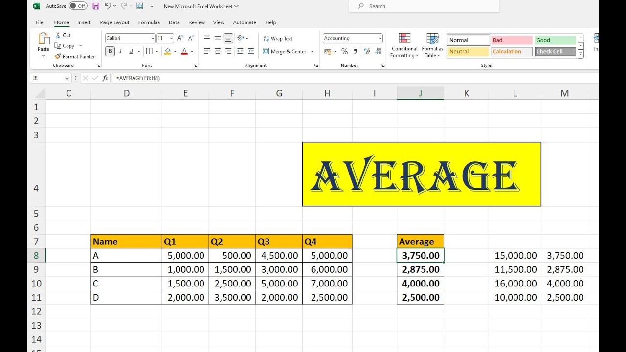 How to Calculate an Average in Excel - YouTube