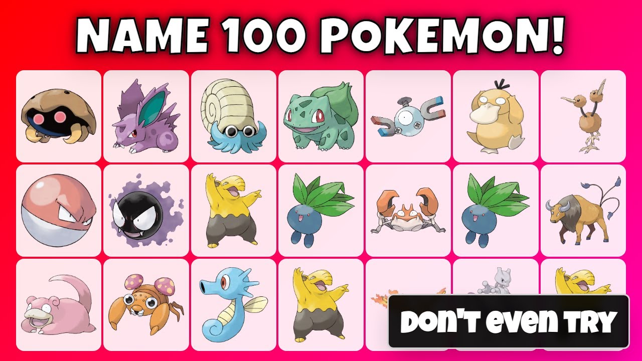 Can You Name 100 Pokémon from ALL generations? (Gen 1-9) | Pokémon Quiz ...