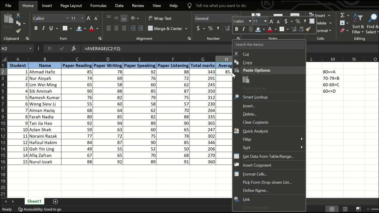CSC098 - How to use Sum ,Average, IF function in Microsoft Excel - YouTube