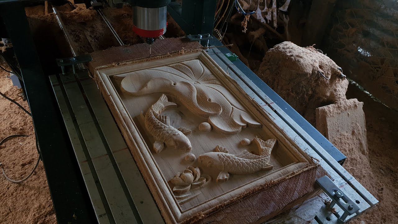 Engraving two fish // CNC Woodworking project - YouTube