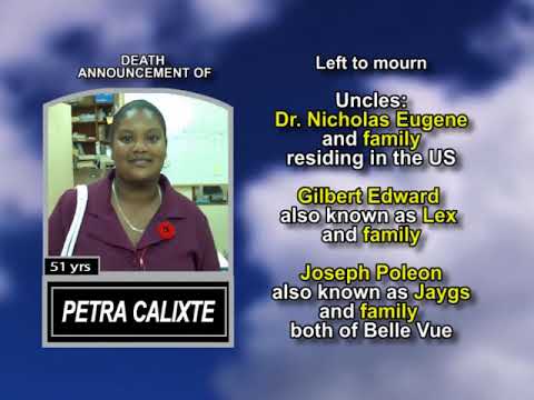 Petra Calixte ~ Long Obituary