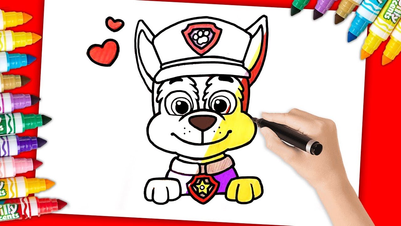 Drawing Chase From Paw Patrol Easy Drawings For Kids | Chase From Paw ...