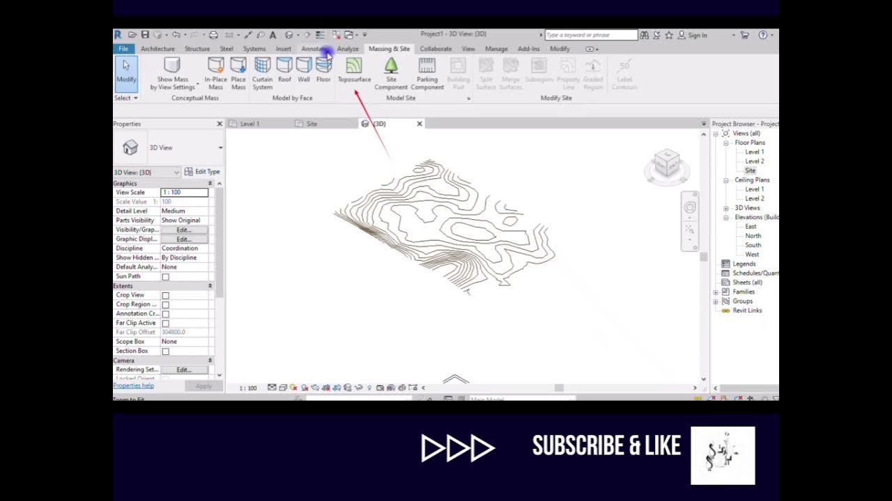 LINKED CONTOUR FILE INTO REVIT AND CREATE TOPO SURFACE - YouTube