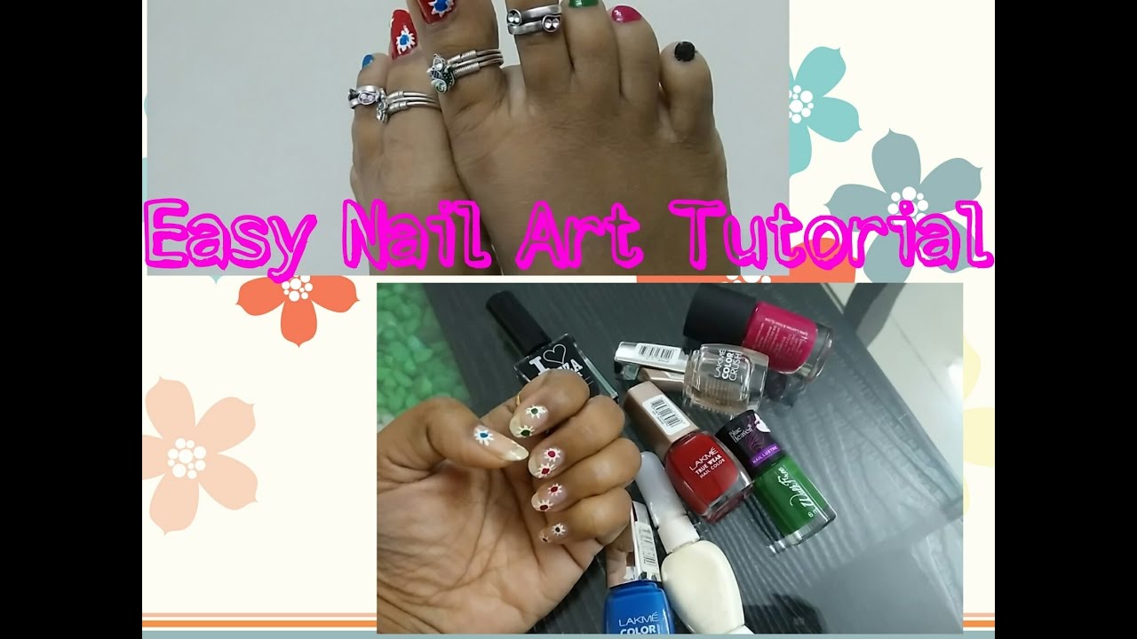 EASY NAIL ART || FLOWER NAIL ART || Nail Art for Beginners || DIY Nail ...