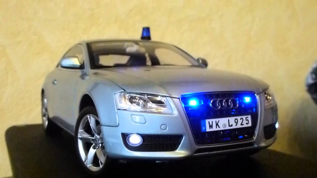 Audi A5 - Modellauto 1:18 - LED Beleuchtung - Polizei Teil 2 - YouTube