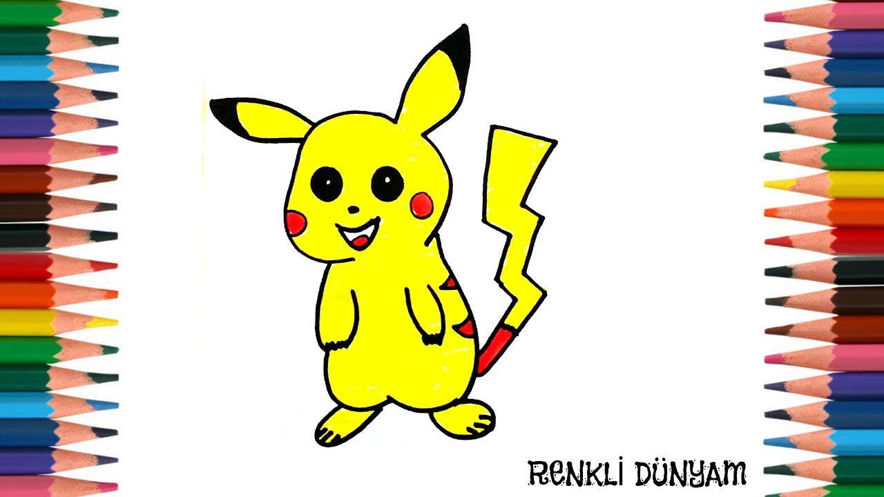 Pikaçu Nasıl Çizilir ? Pikaçu Çizimi (How to draw pikachu) Renkli ...