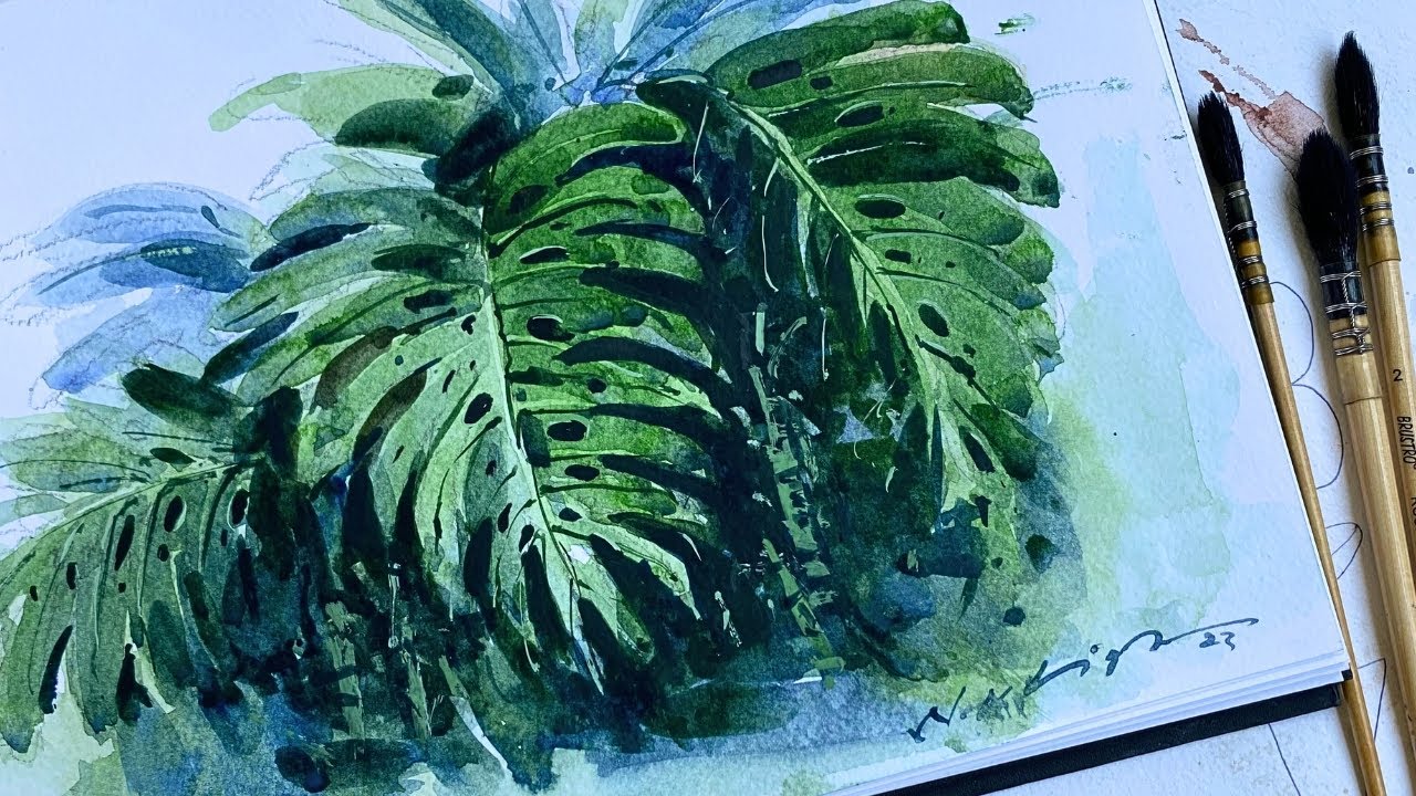 Watercolor Leaf Painting - My Quick Process (Nitin Singh) - YouTube