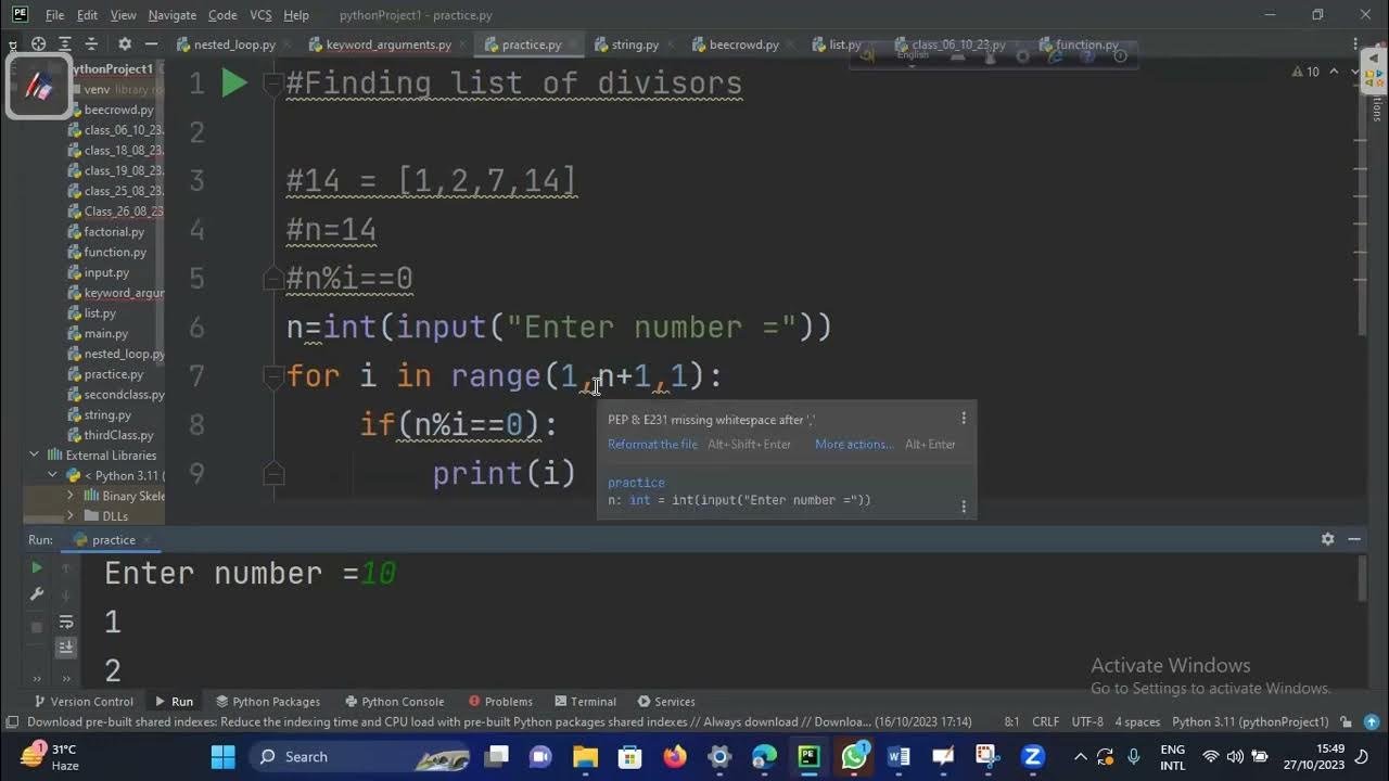 Python - List of Divisors - YouTube