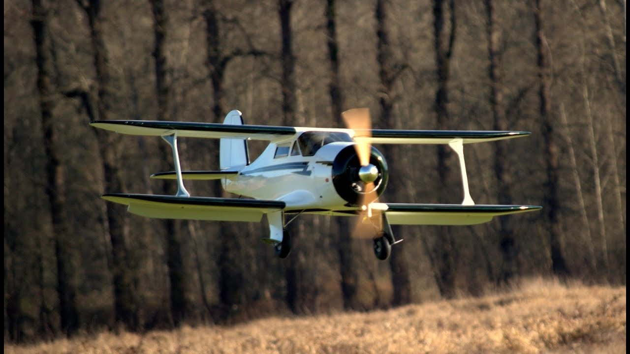 Byron's Models Beechcraft Staggerwing Maiden Flight - YouTube