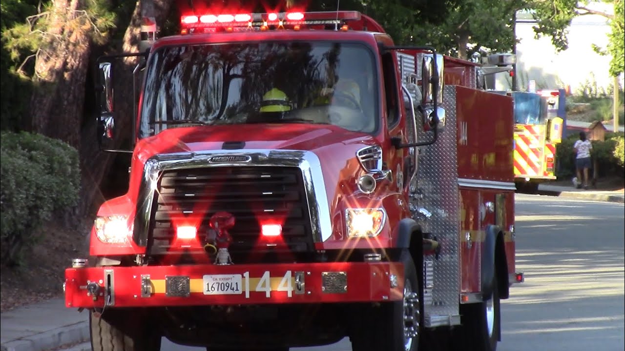 *FIRST CATCH* LACoFD *BRAND NEW* Water Tender 144 responding - YouTube