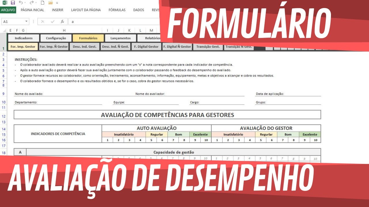 Formulário Impresso | Planilha de Avaliação de Desempenho de ...