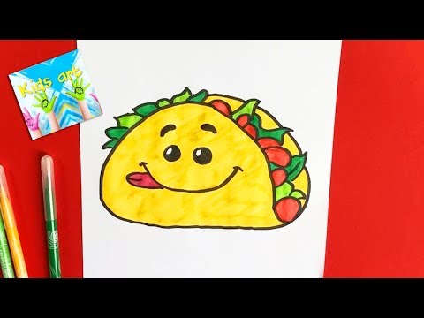 How To Draw and Color CUTE Taco - EASY - Kids Art - YouTube