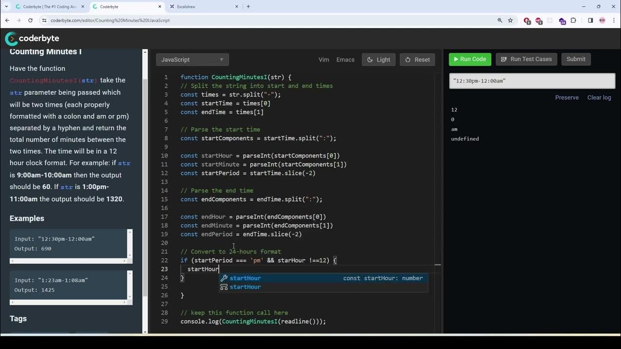Coderbyte Counting Minutes I Easy Solution With Javascript Youtube
