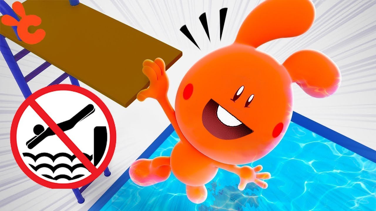 Cueio the Bunny show the safety rules in the pool | Water Park | Cueio ...