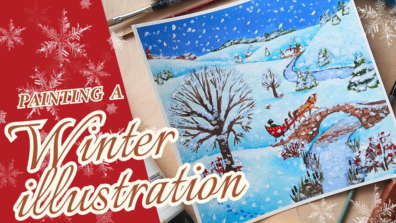 Winter Wonderland Illustration | Painting with Acrylic paints - YouTube