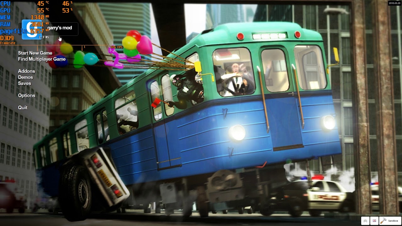 garrys mod test fps i3 4170 + gtx 1070 - YouTube