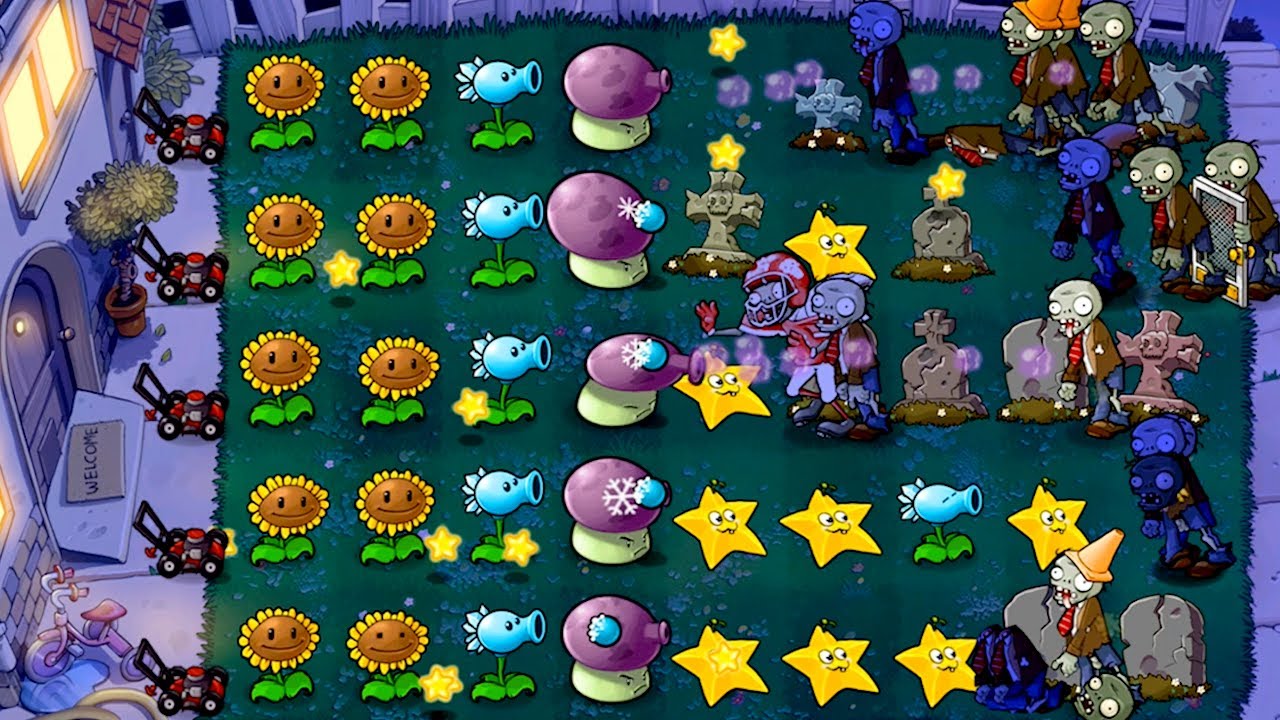 PLANTS VS. ZOMBIES HD | All Night Levels (Adventure 2) - YouTube