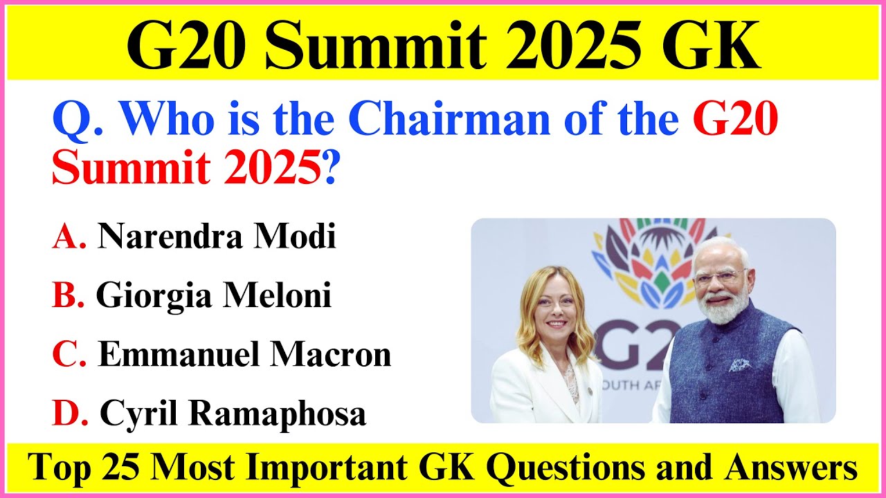 G20 Summit 2025 Current Affairs | Summits and Conferences 2025 | G20 ...