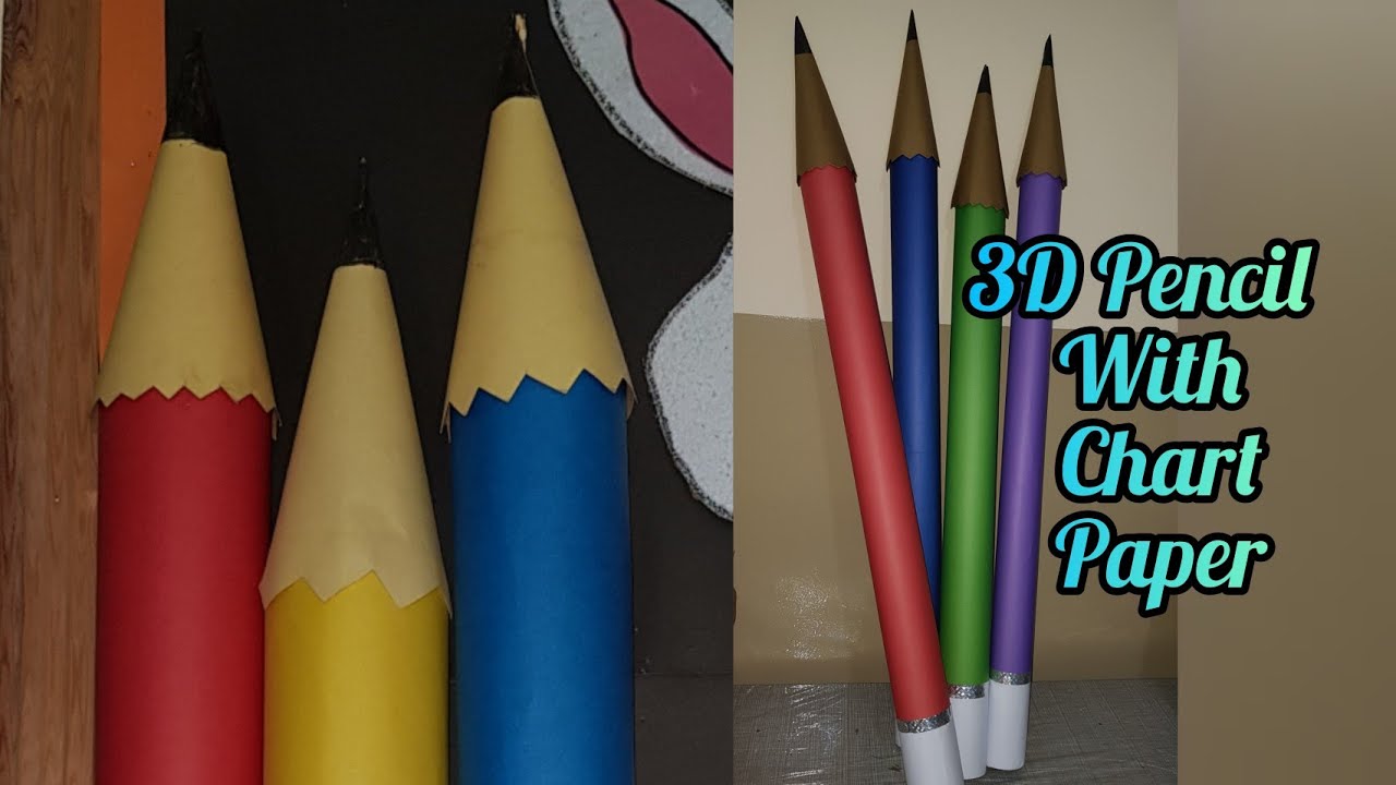 DIY 3D pencil with Chart Paper | Paper Craft #artbyduasheikh # ...