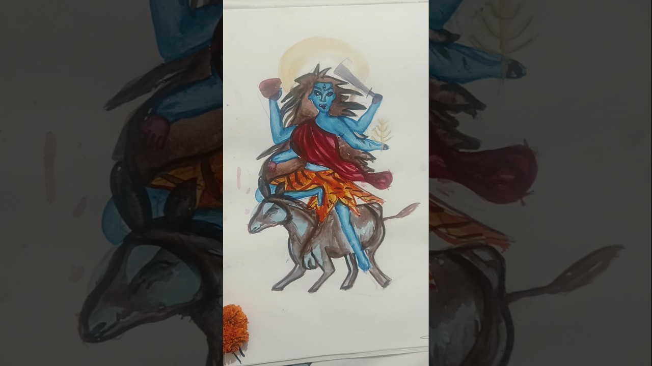 Day 7 navratri maa kalratri🫏🌺🌠🗡️ #art #painting #navdurga #navratri ...