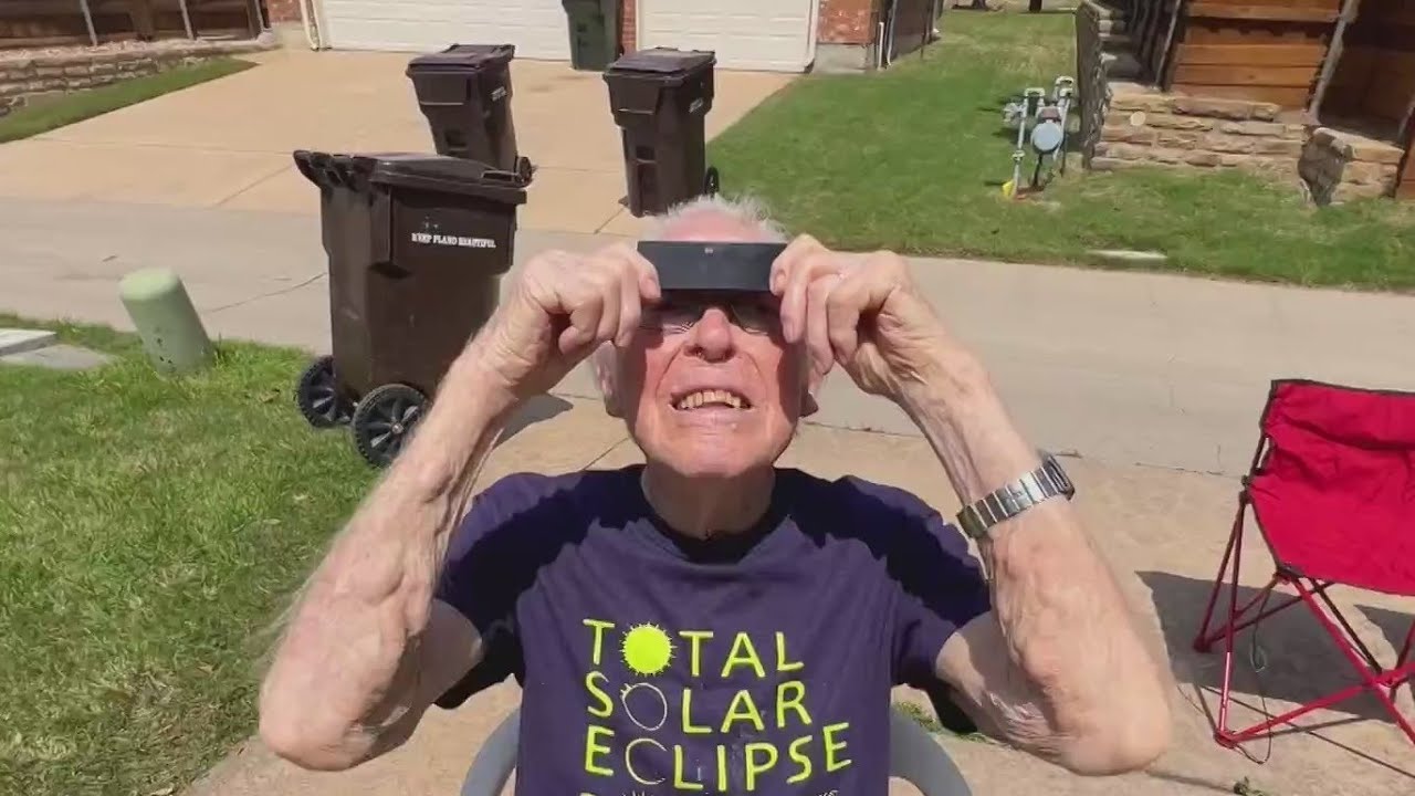 105-year-old eclipse chaser catches "lucky 13" in North Texas - YouTube