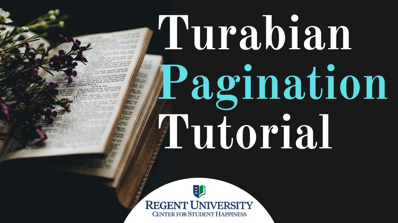 Turabian Pagination Walkthrough - YouTube