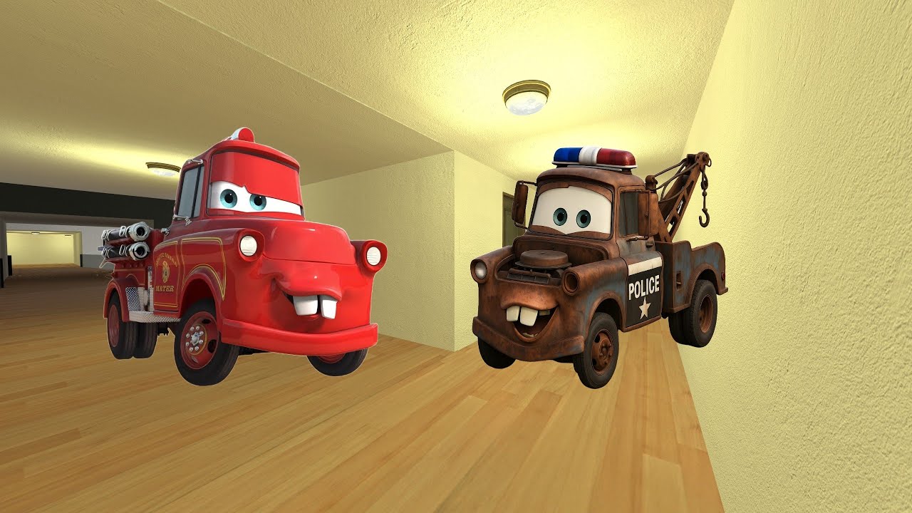 Mater fire trucks and mater police Nextbots Gmod - YouTube