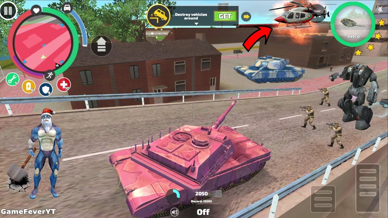 Rope Hero Vice Town - (Pink Tank Jumped from Cinema Hall) Car Robot ...