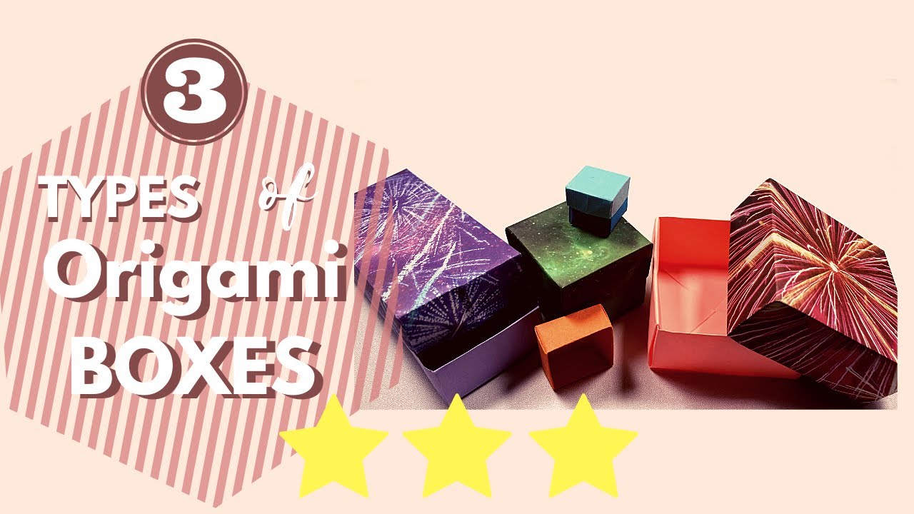 3 Types of Useful Origami Boxes with Lid: Basic Box, Rectangle Box ...