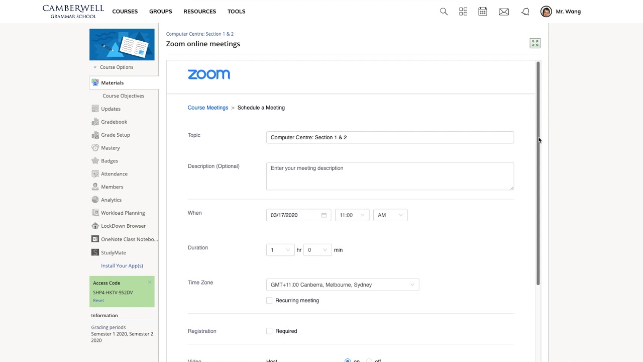 How to setup Zoom meeting in Schoology - YouTube