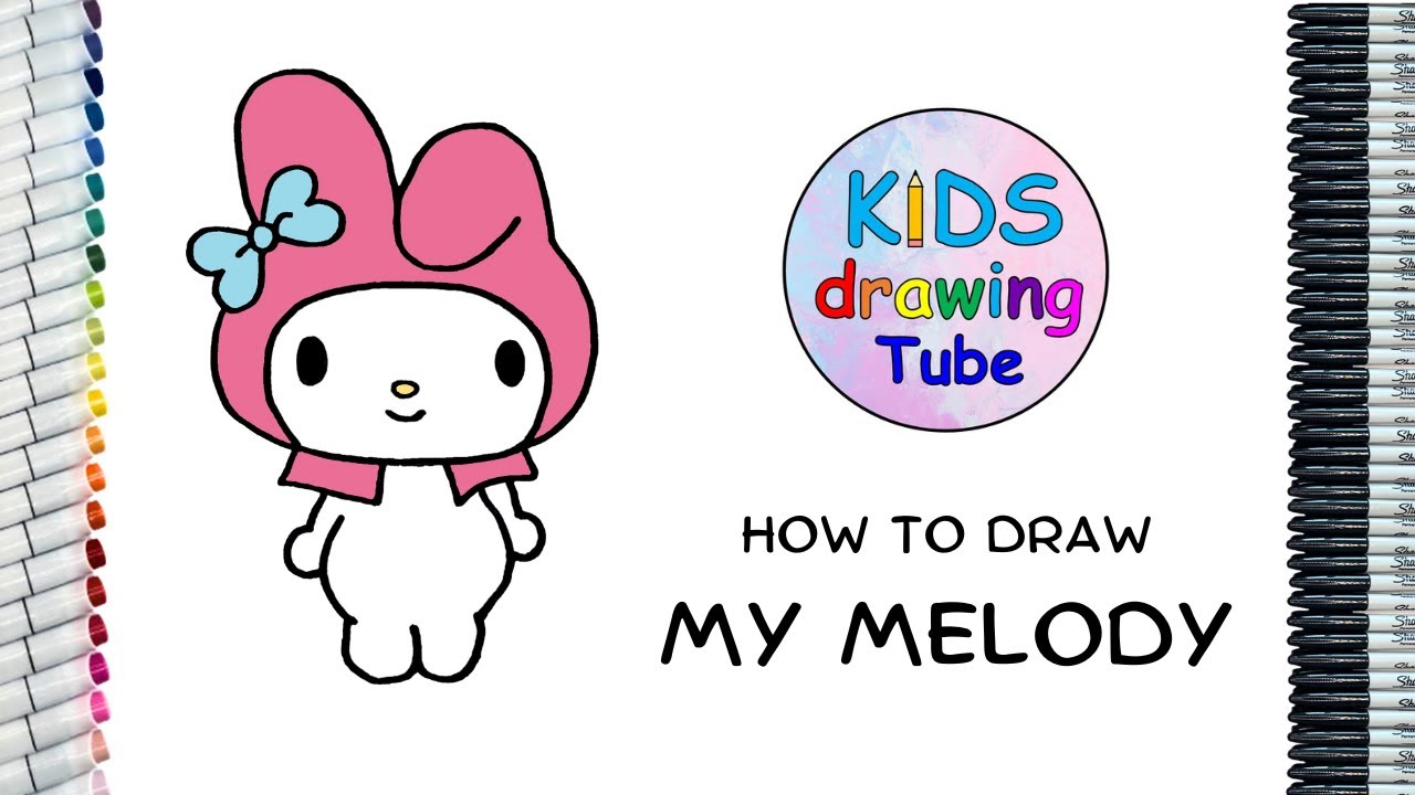 How to draw My Melody from Hello Kitty - Super Easy - YouTube