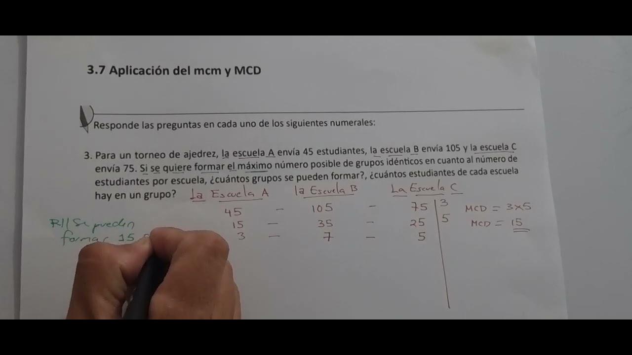 3.7 Aplicación del mcm y MCD (Cuaderno de ejercicio Resuelve numeral 3) - YouTube