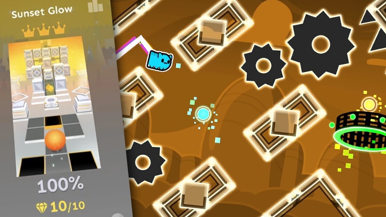 (Geometry Dash & Rolling Sky) Sunset Glow Layout - YouTube