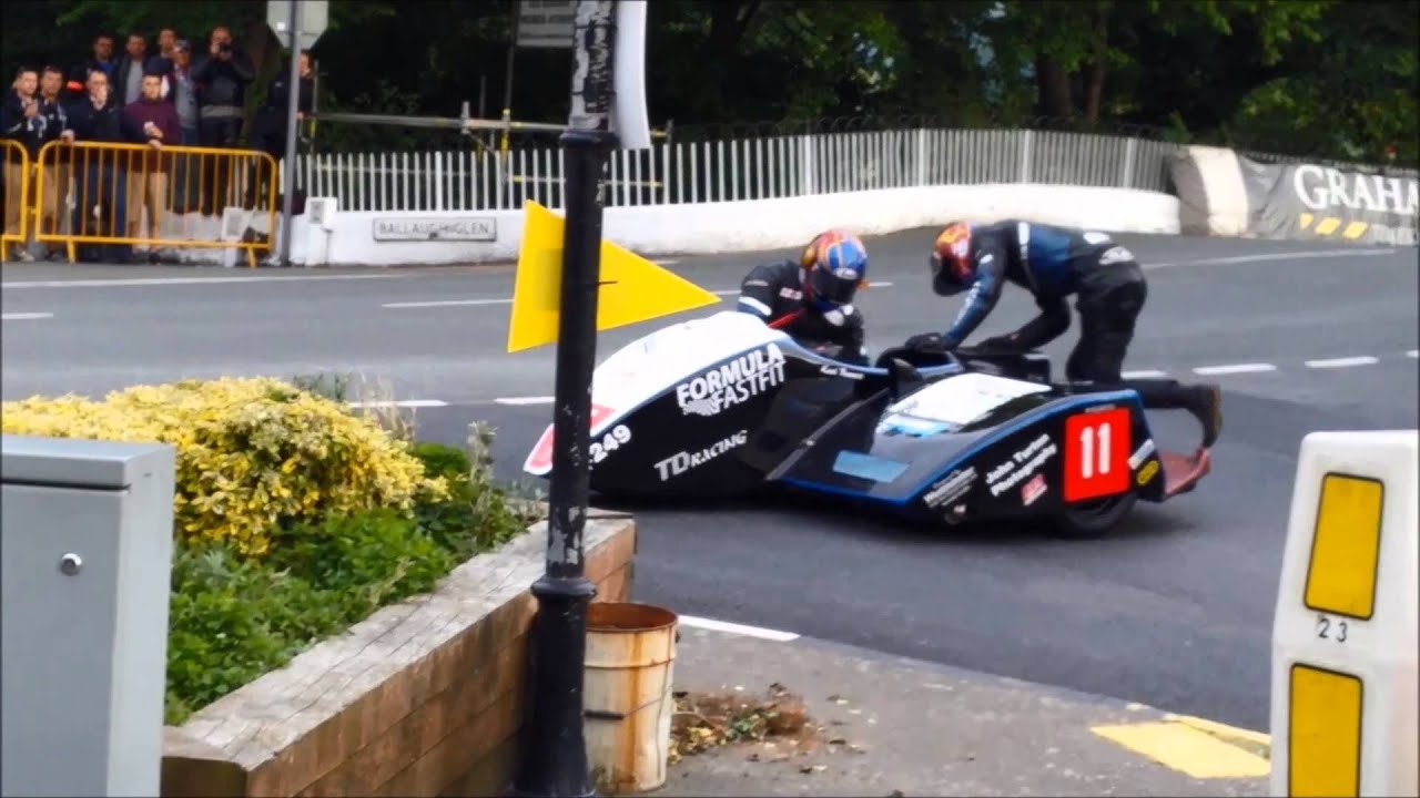 Isle of Man practise 2014 Ballaugh Bridge sidecars - YouTube