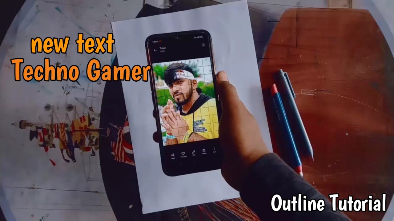 How To Draw Techno Gamerz Step By Step Outline Tutorial | Outline ...