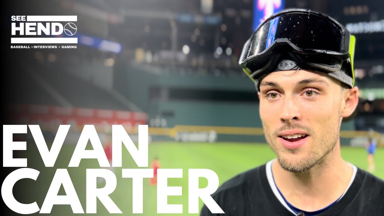 Evan Carter reacts to winning the ALDS vs Baltimore orioles, says this ...