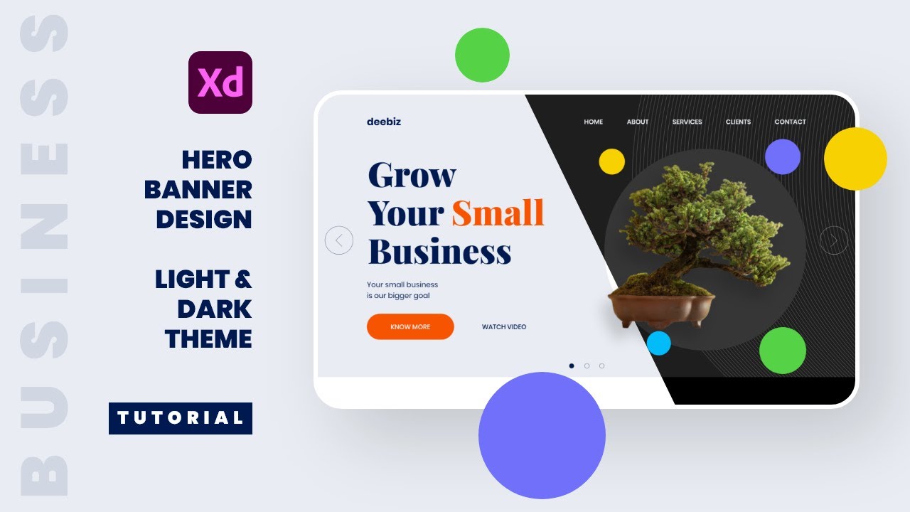 How To Create A Hero Banner Design In Adobe XD Tutorial - Light And ...