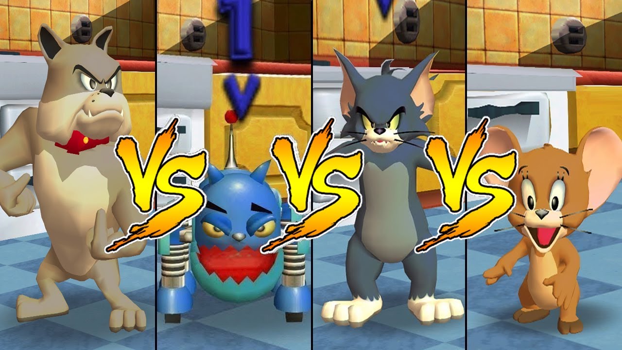 Tom and Jerry in War of the Whiskers Tom Vs Spike Vs Robot Cat Vs Jerry ...