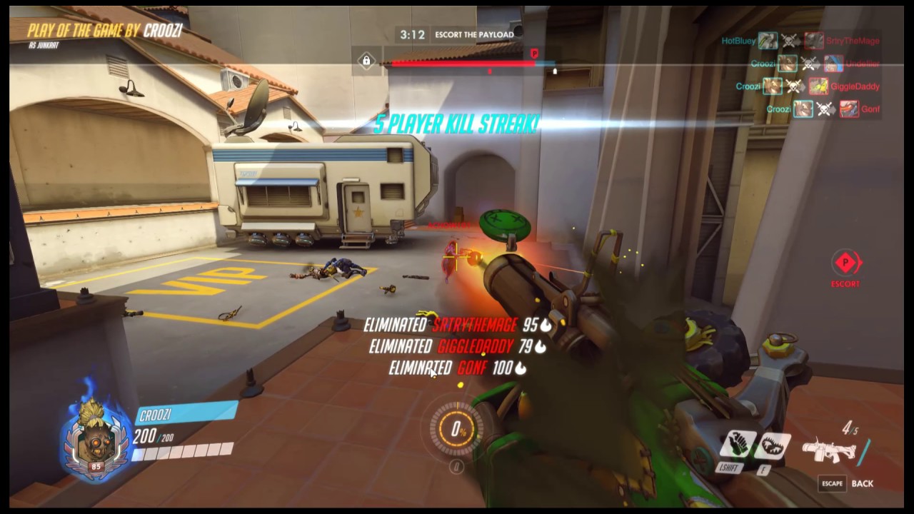 Overwatch Junkrat quinteple riptire kill - YouTube